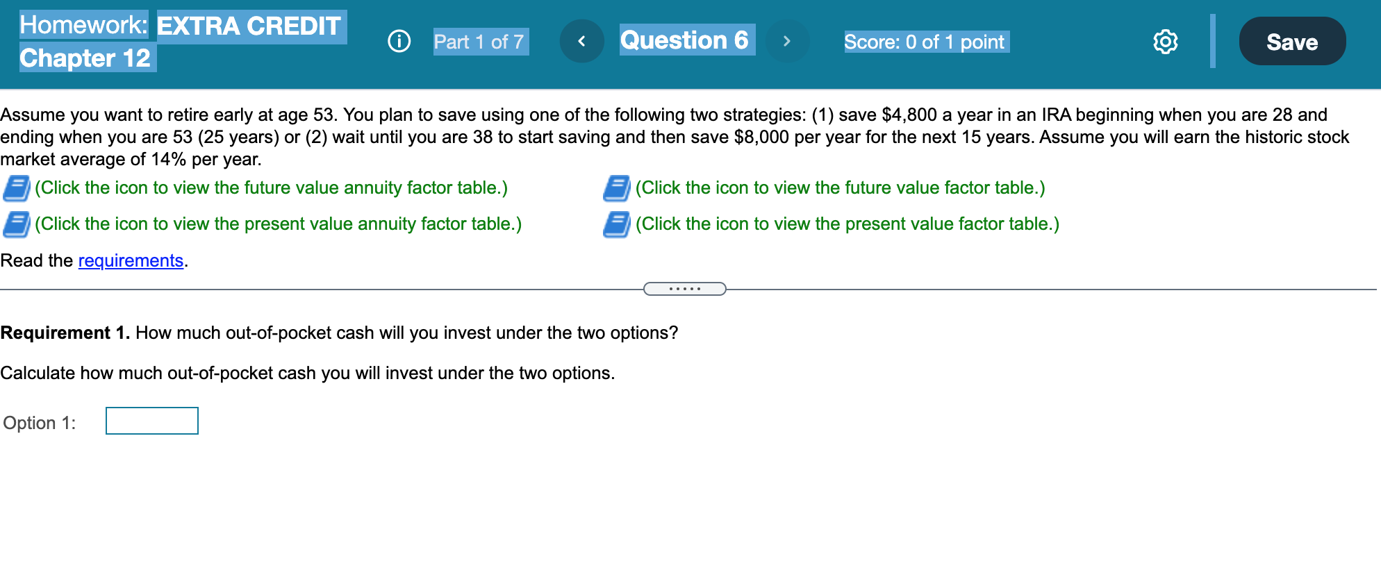 Solved Homework: EXTRA CREDIT Chapter 12 O Part 1 of 7
