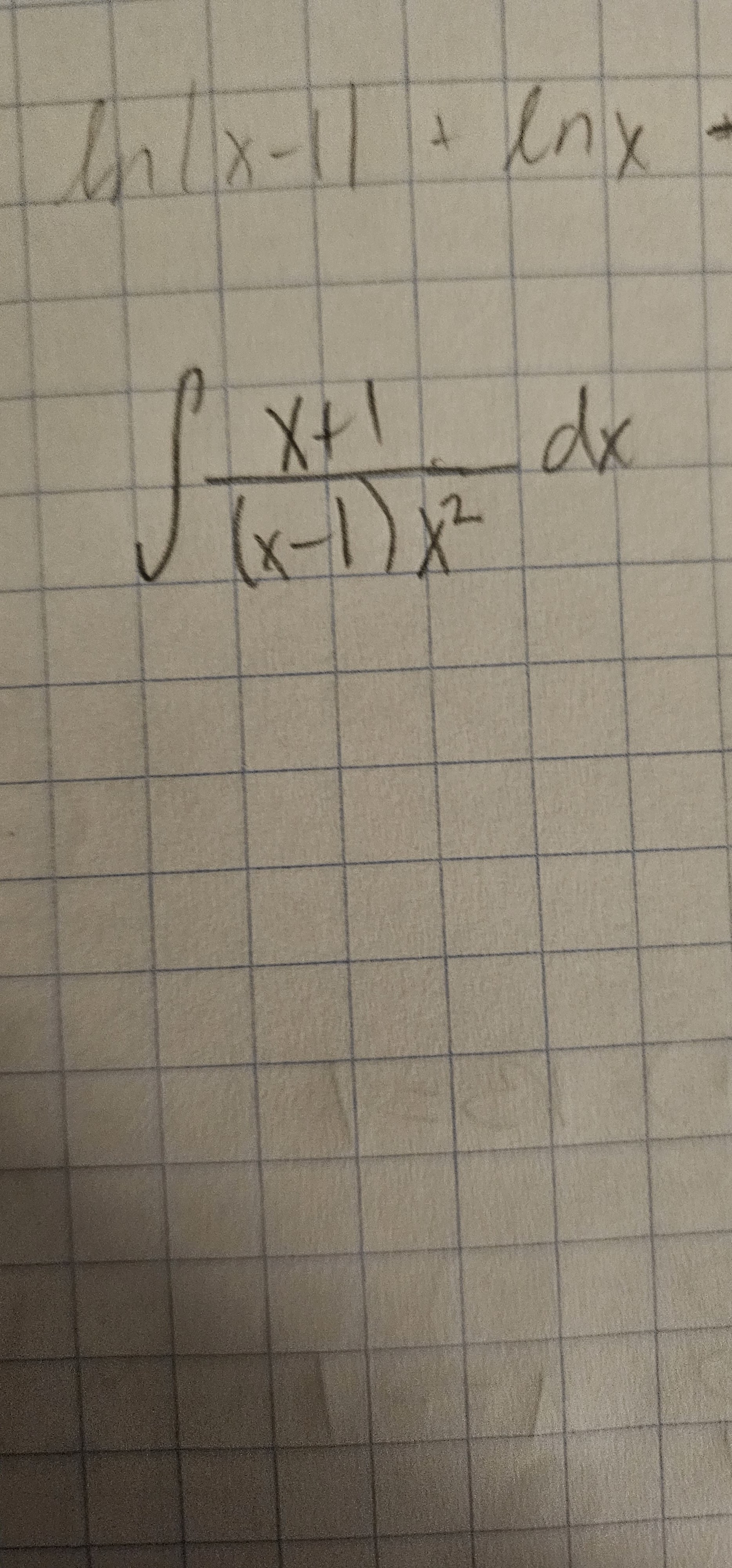 Solved ln∣x−1∣+lnx∫(x−1)x2x+1dx | Chegg.com
