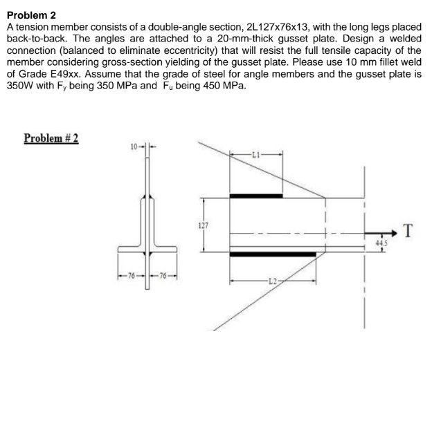 Solved Problem 2 A tension member consists of a double-angle | Chegg.com
