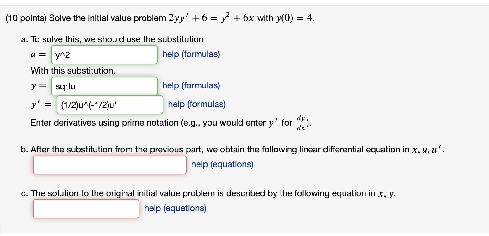 Solved 10 points) Solve the initial value problem | Chegg.com