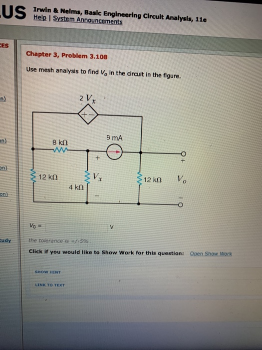 Solved Irwin & Nelms, Basic Engineering Circult Analysis, | Chegg.com Solved Irwin & Nelms, Basic Engineering Circult Analysis, | Chegg.com