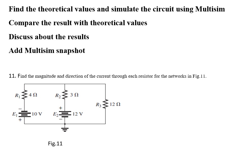 Solved Find the theoretical values and simulate the circuit | Chegg.com