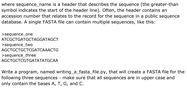 Solved Problem Three Writing A Fasta File Pages 67 68