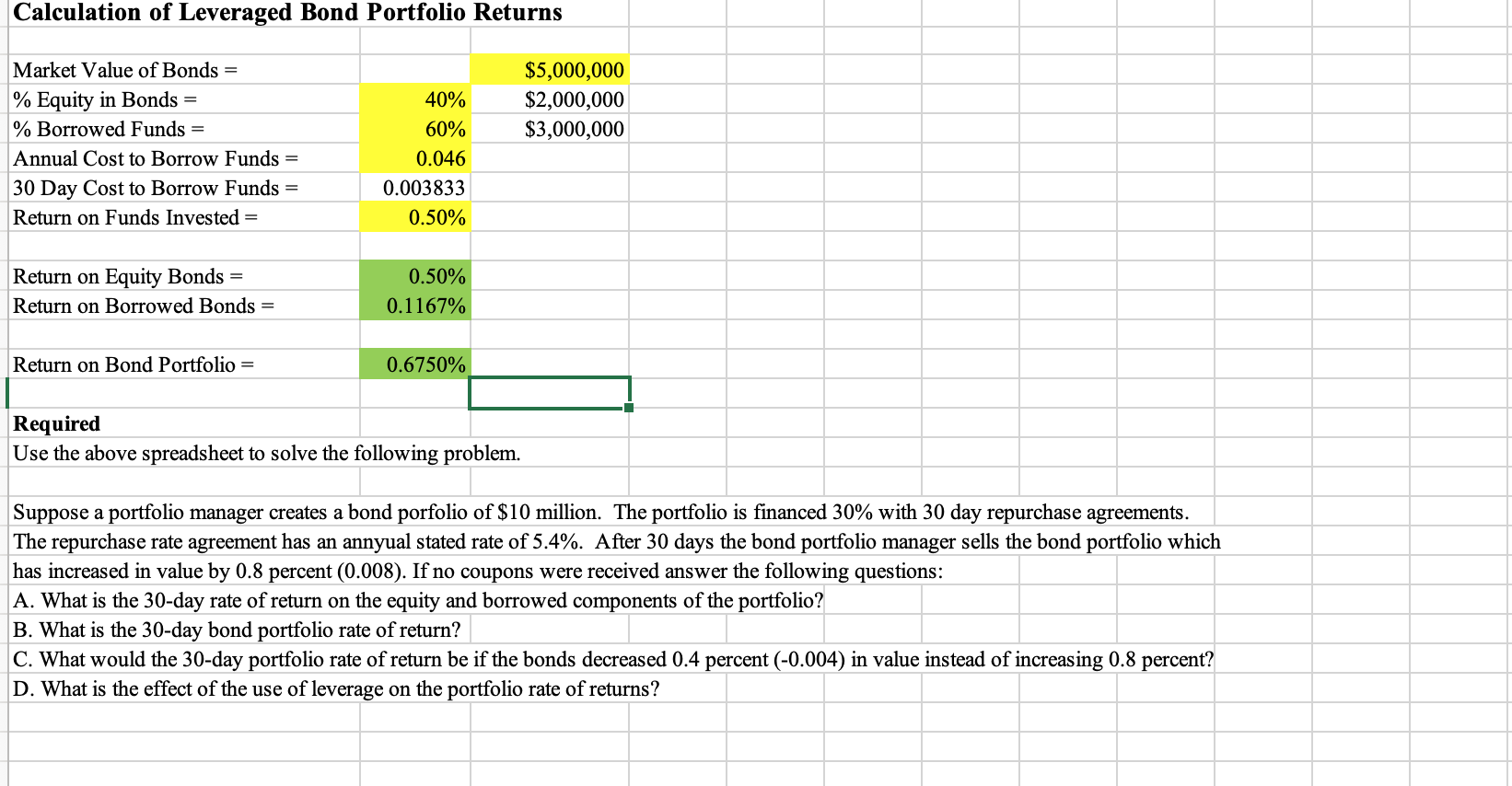 Calculation of Leveraged Bond Portfolio Returns | Chegg.com