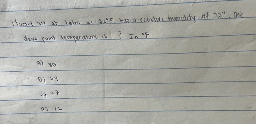Solved Humid air at latm at 82∘F has a relative humidity of | Chegg.com