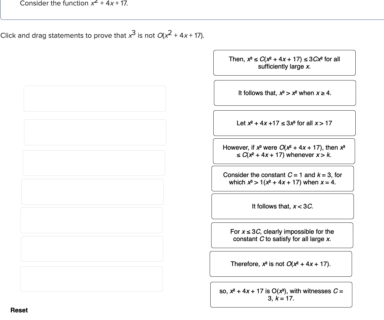 Solved Click and drag statements to prove that x3 ﻿is not | Chegg.com