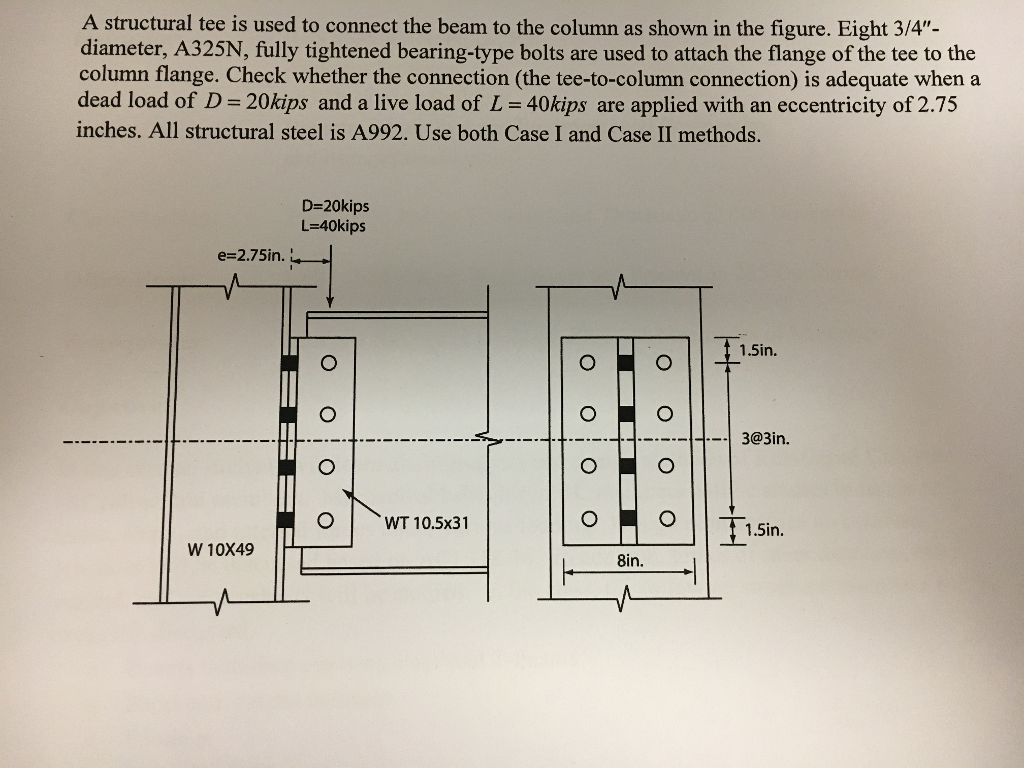 Solved A structural tee is used to connect the beam to the | Chegg.com