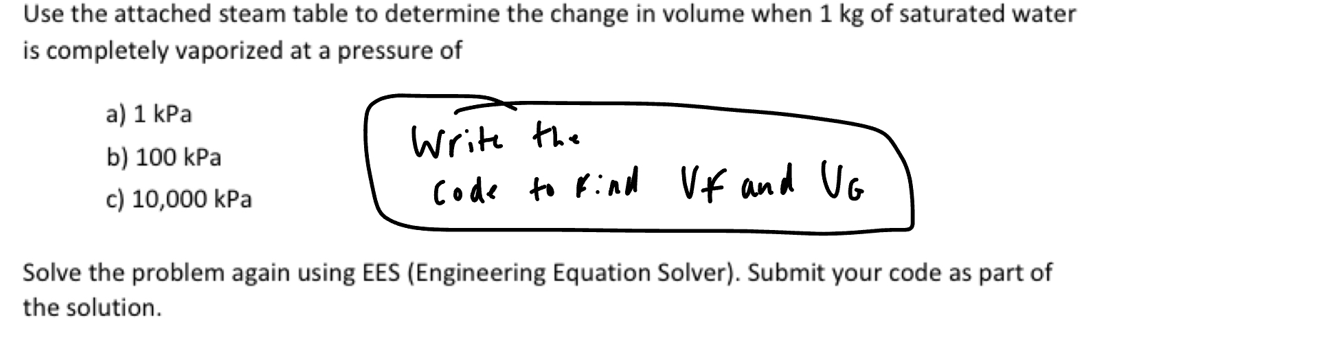 Solved Use the attached steam table to determine the change | Chegg.com