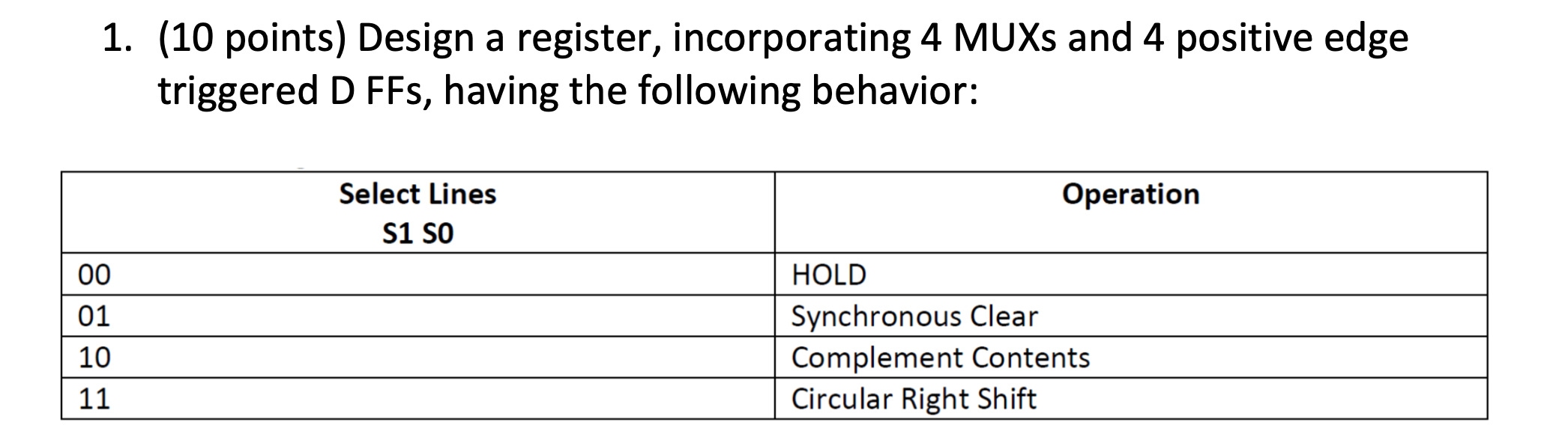 Solved 1. (10 points) Design a register, incorporating 4 | Chegg.com