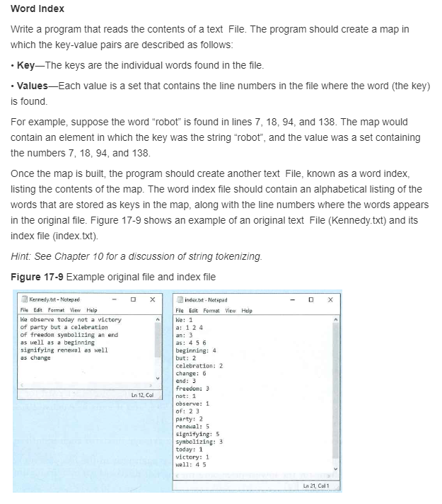 Solved Word Index Write A Program That Reads The Contents Of