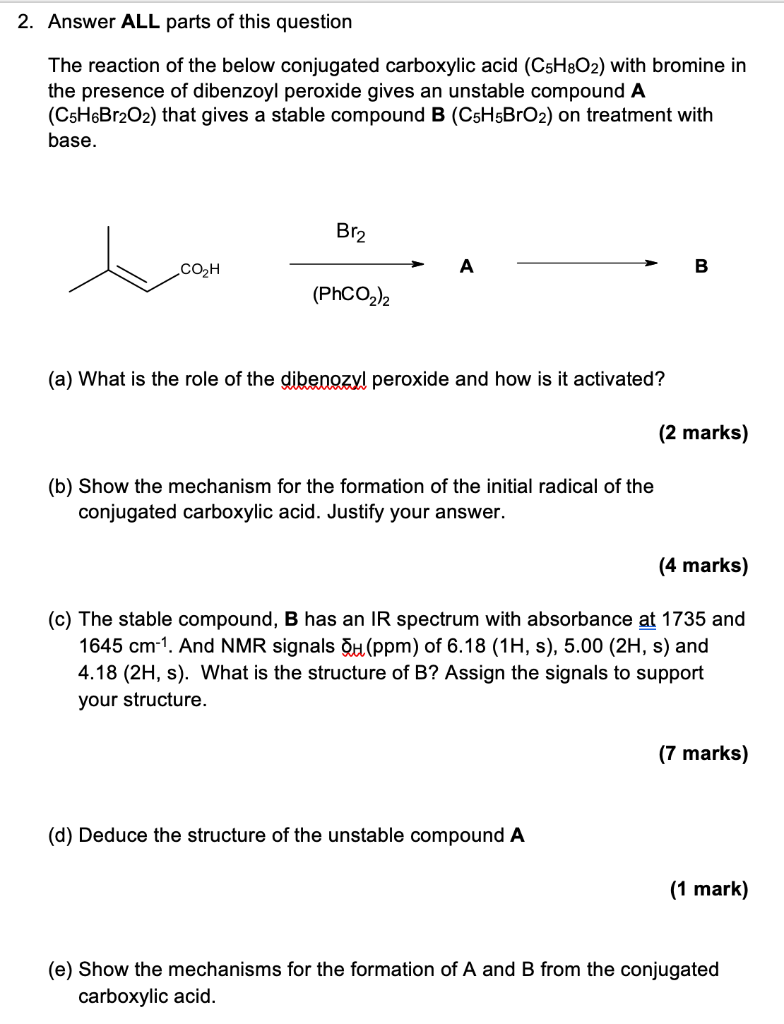 Solved 2. Answer ALL parts of this question The reaction of | Chegg.com