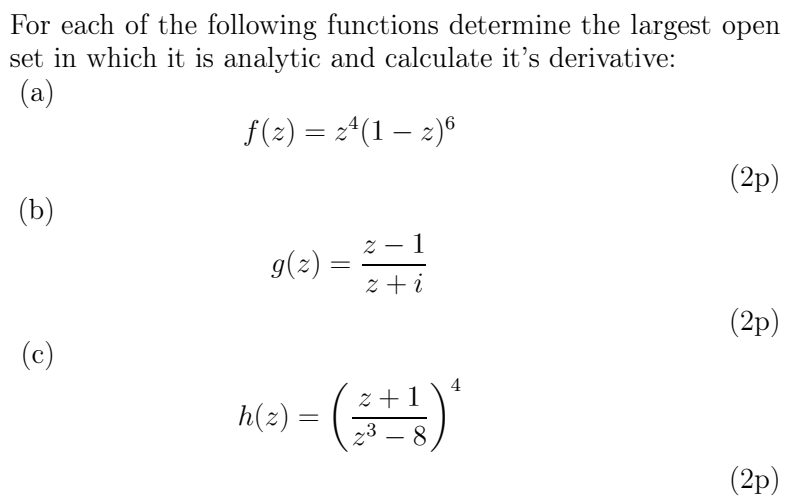 Solved For each of the following functions determine the | Chegg.com