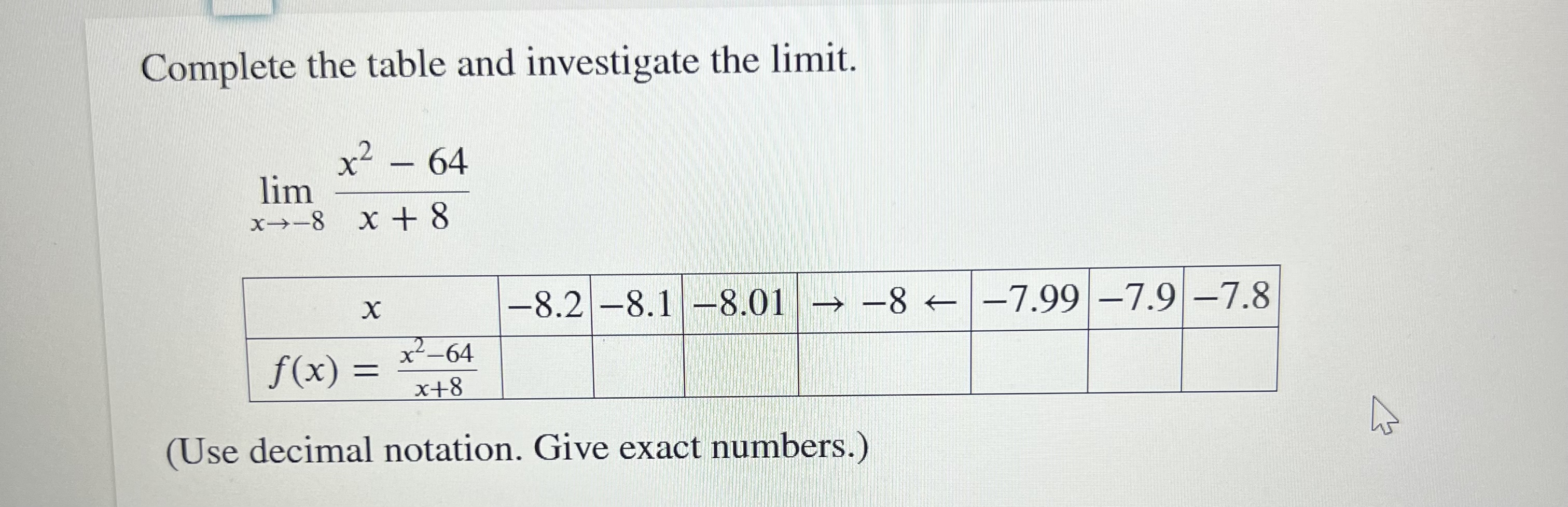 Solved Complete the table and investigate the | Chegg.com