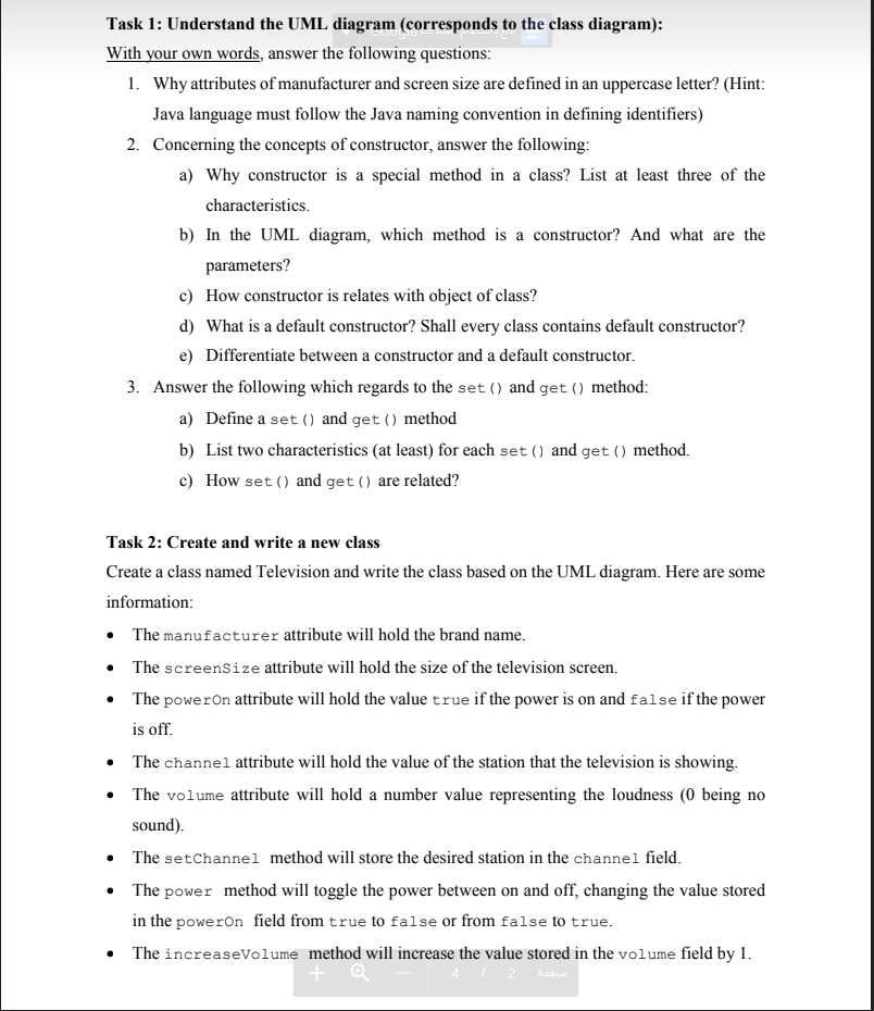 Task 1: Understand the UML diagram (corresponds to | Chegg.com
