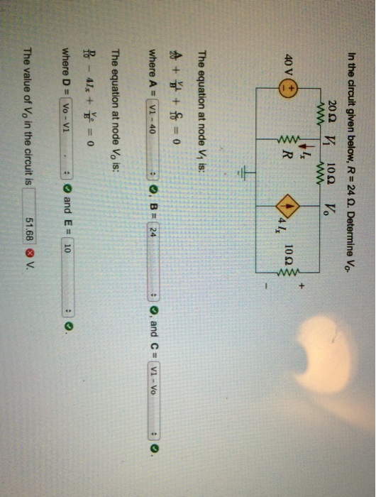 Solved In the druit given below, R-24 Ω. Determine Vo- 144 | Chegg.com