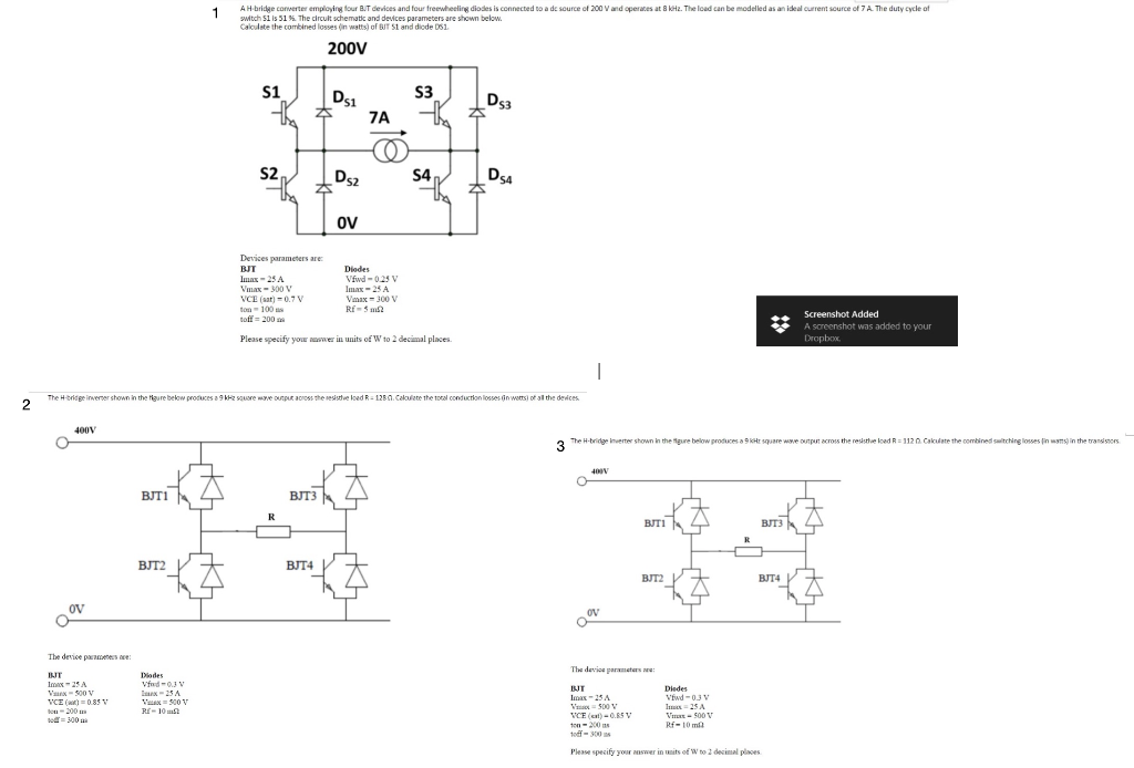 1 A H bridge converter employing four BUT devices and | Chegg.com