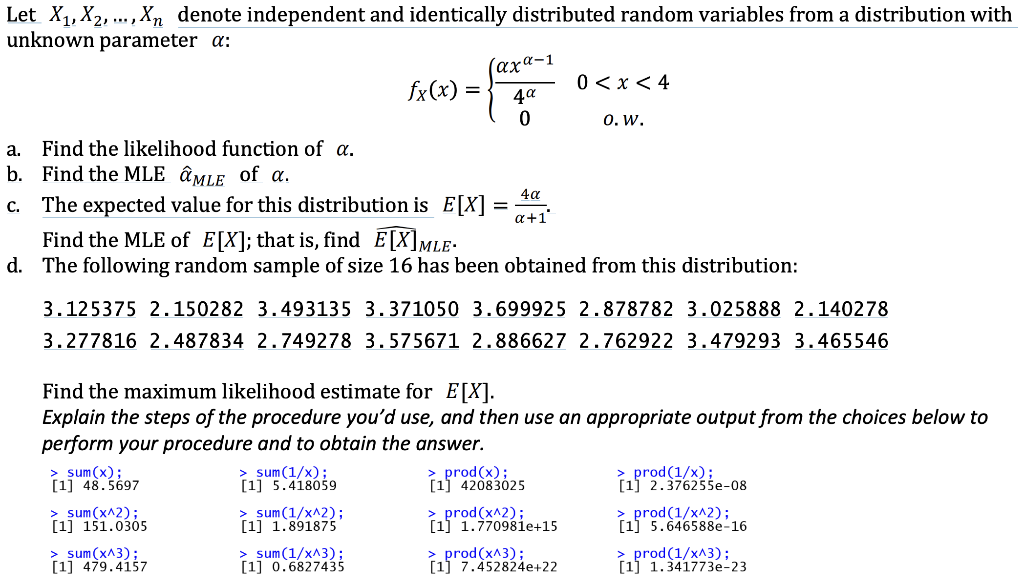 Solved Let X1,X2,…,Xn denote independent and identically | Chegg.com