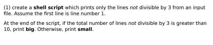 Solved (1) create a shell script which prints only the lines | Chegg.com