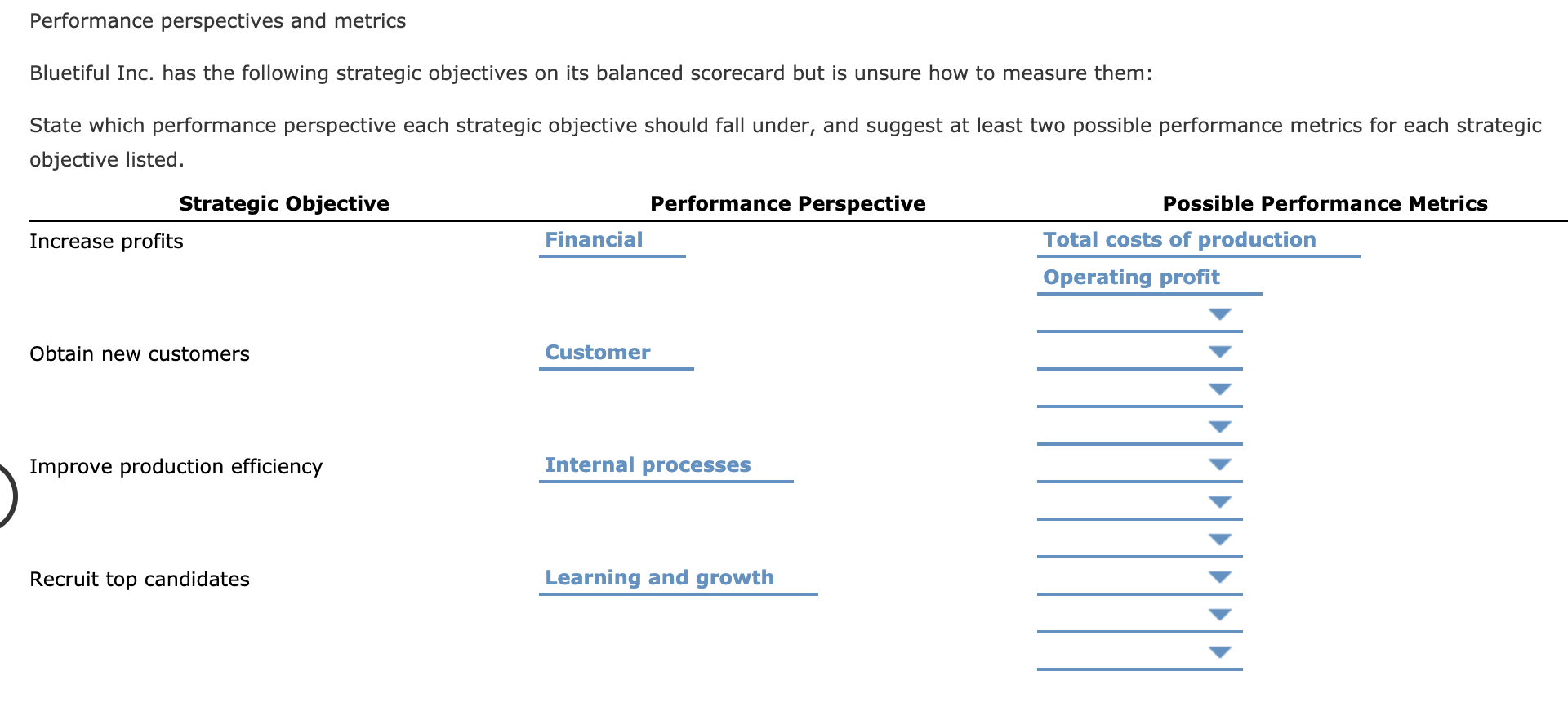 Performance Perspectives And Metrics Bluetiful Inc Chegg