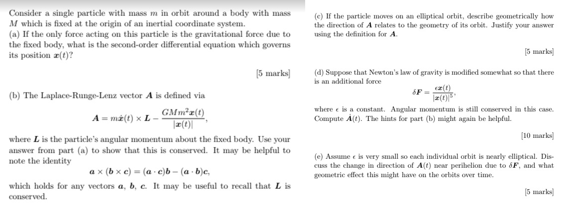 Solved Consider a single particle with mass m in orbit | Chegg.com