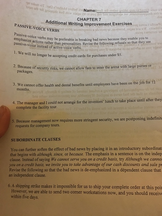 Solved Passive-voice verbs may be preferable in breaking bad | Chegg.com