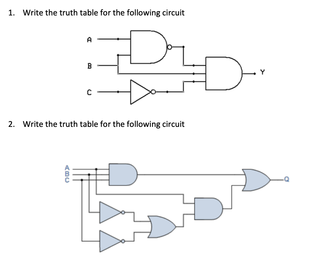 Solved Write the truth table for the following circuit 1. A | Chegg.com