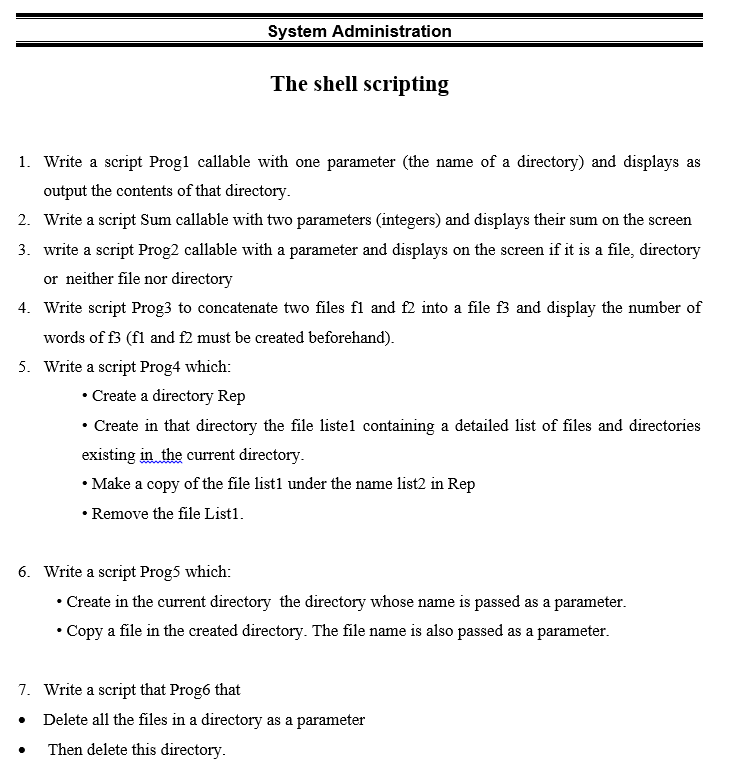 Solved System Administration The Shell Scripting 1 Write A 1621