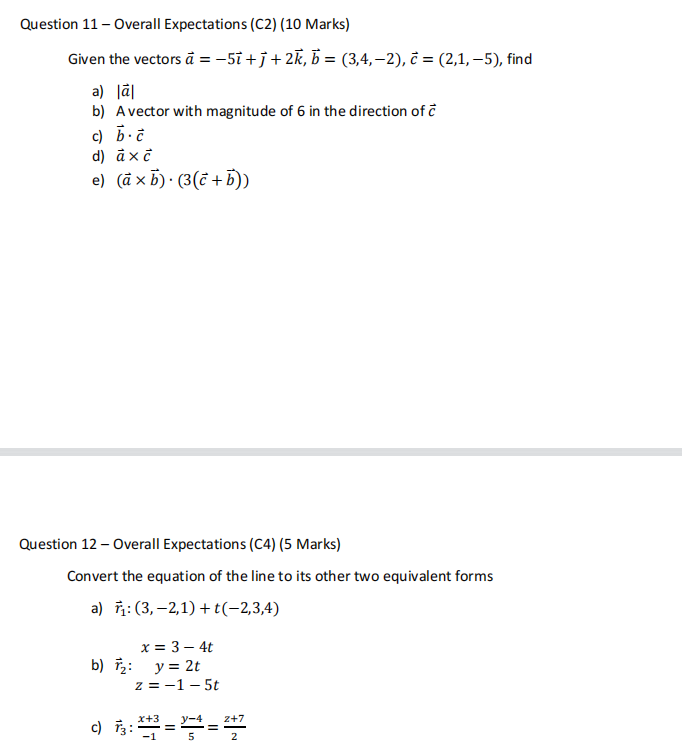 Solved Question 11 - Overall Expectations (C2) (10 Marks) | Chegg.com