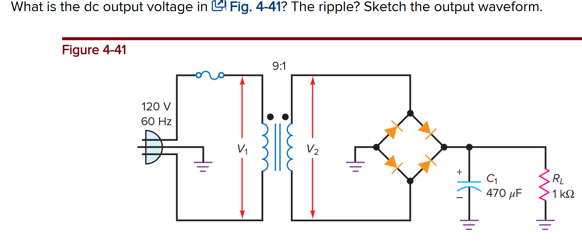 Solved What is the dc output voltage in Fig. 4-41? ﻿The | Chegg.com