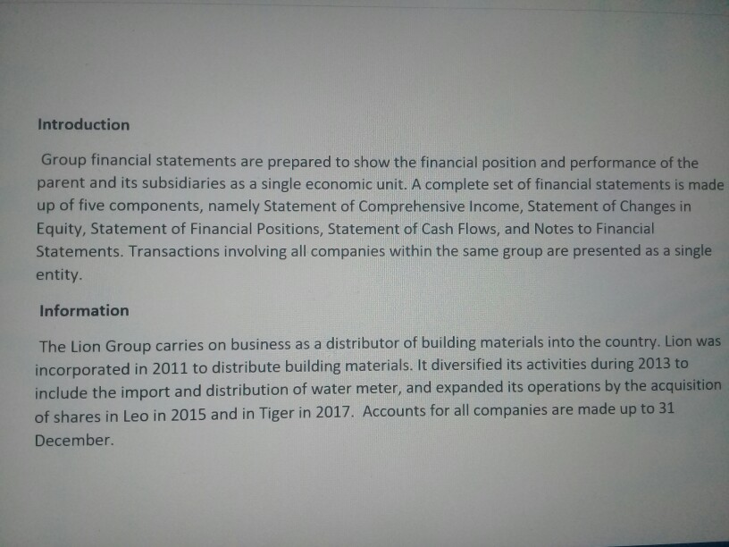 Introduction Group financial statements are prepared | Chegg.com