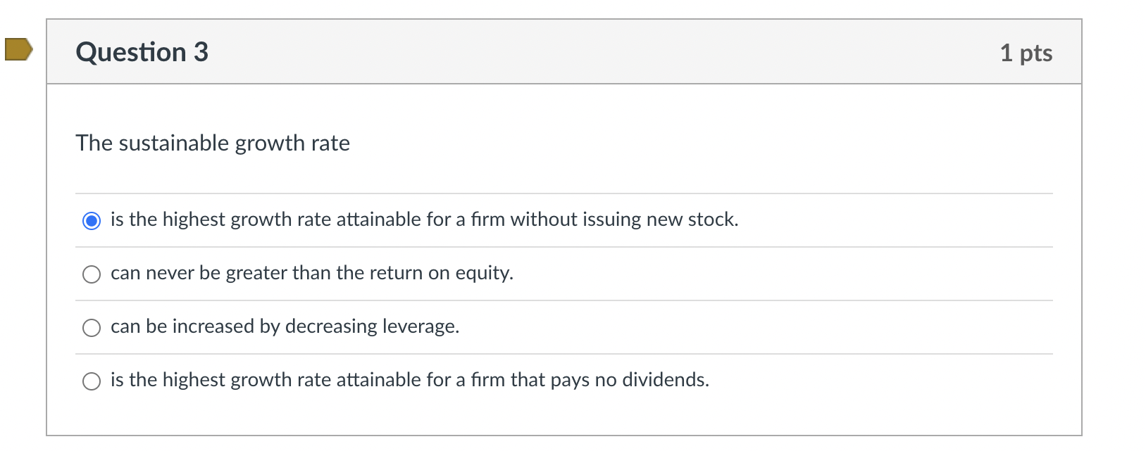 Solved The sustainable growth rate is the highest growth | Chegg.com