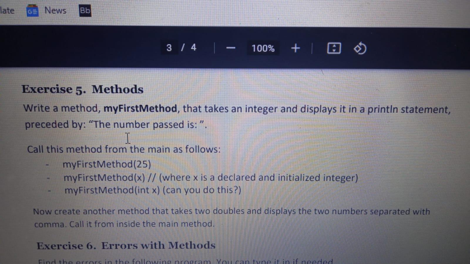 Solved late GE News Bb 3 / 4 100% + 10 Exercise 5. Methods | Chegg.com