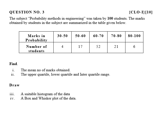 Solved QUESTION NO. 3 {CL0-1}[10] The subject “Probability | Chegg.com