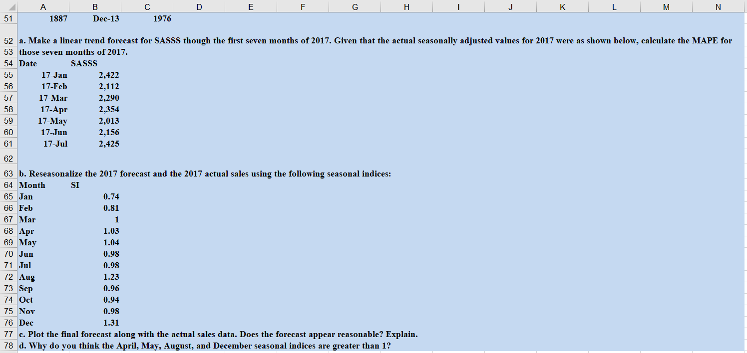 Solved A B с D E F G H 1 The following data are for shoe | Chegg.com