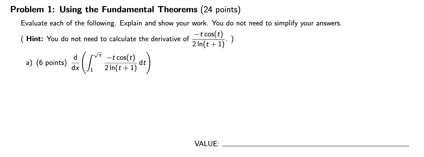 Problem 1: Using the Fundamental Theorems (24 points) | Chegg.com Problem 1: Using the Fundamental Theorems (24 points) | Chegg.com