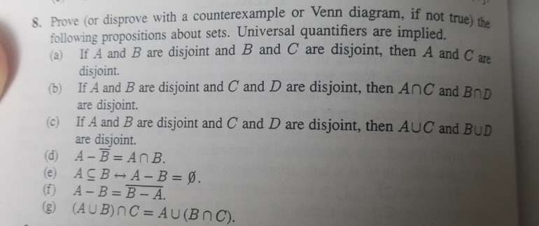 Solved S. Prove (or disprove with a counterexample or Venn | Chegg.com