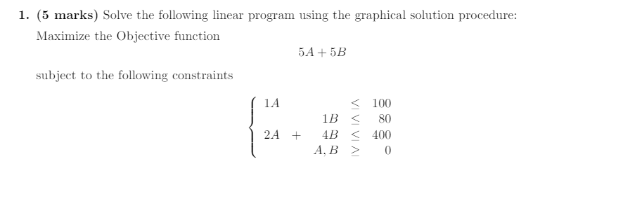 Solved 1. (5 marks) Solve the following linear program using | Chegg.com