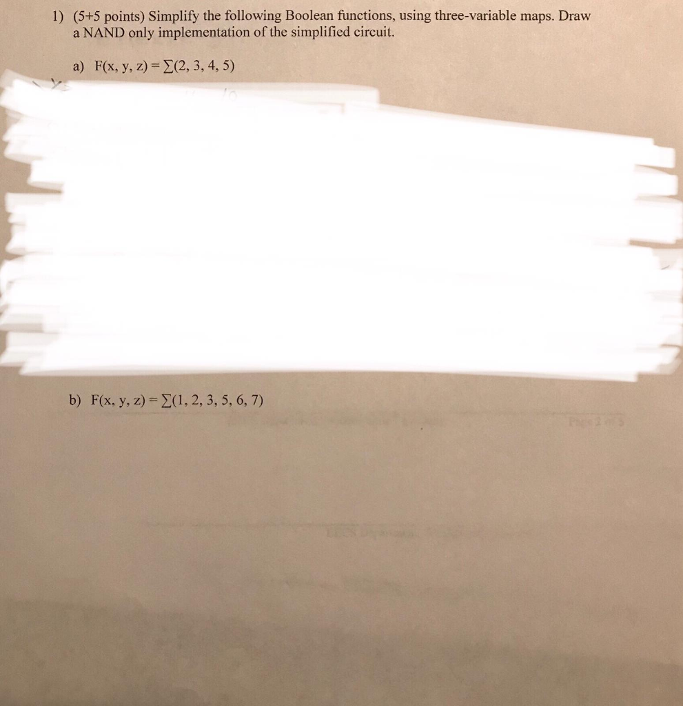 Solved 1) (5+5 points) Simplify the following Boolean | Chegg.com