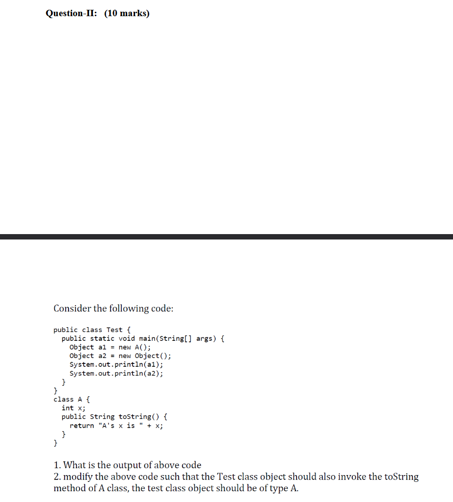 Solved Question-1: (13 marks) Consider the classes below, | Chegg.com