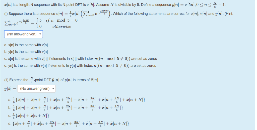 Solved Rin Is A Length N Sequence With Its N Point Dft Is