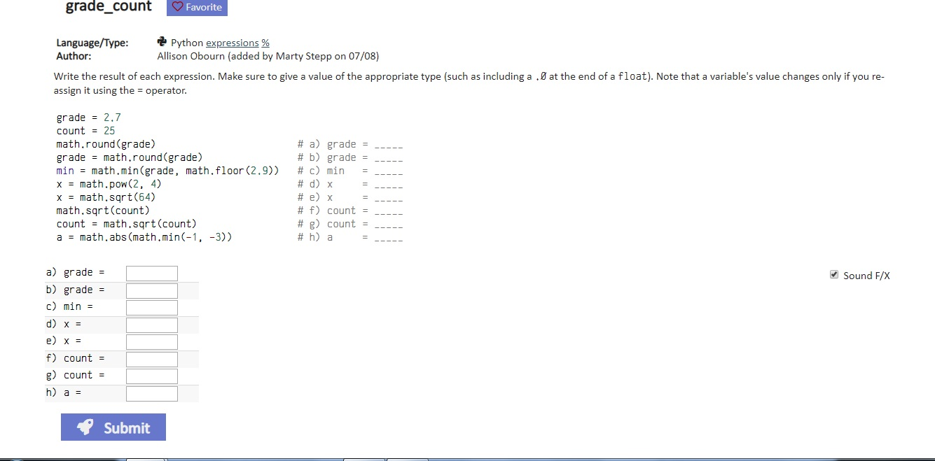 Solved Write the result of each expression. Make sure to | Chegg.com