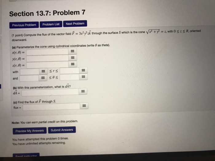 Solved Section 13.7: Problem 5 Previous Problem Problem List | Chegg.com