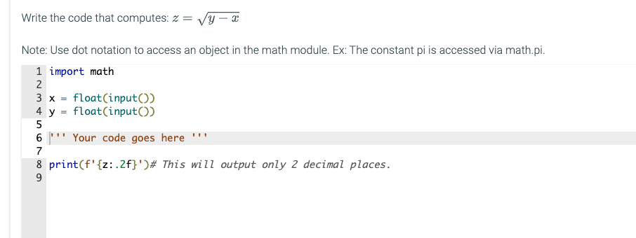 Solved Write the code that computes: z=y−x Note: Use dot | Chegg.com
