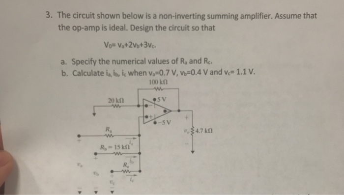 Solved 3. The circuit shown below is a non-inverting summing | Chegg.com