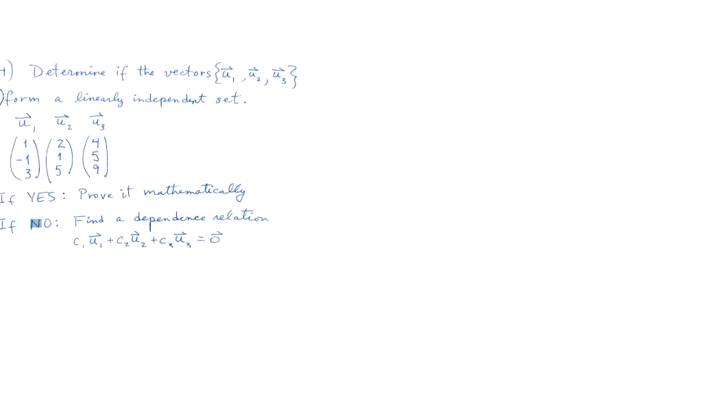 Solved +) Determine if the vectors {u, as, us} Oform | Chegg.com