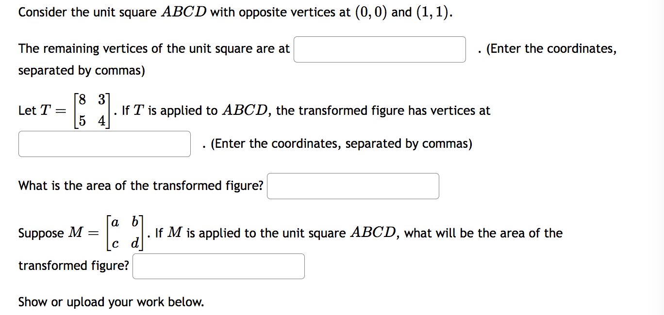 Consider the unit square ABCD with opposite vertices | Chegg.com