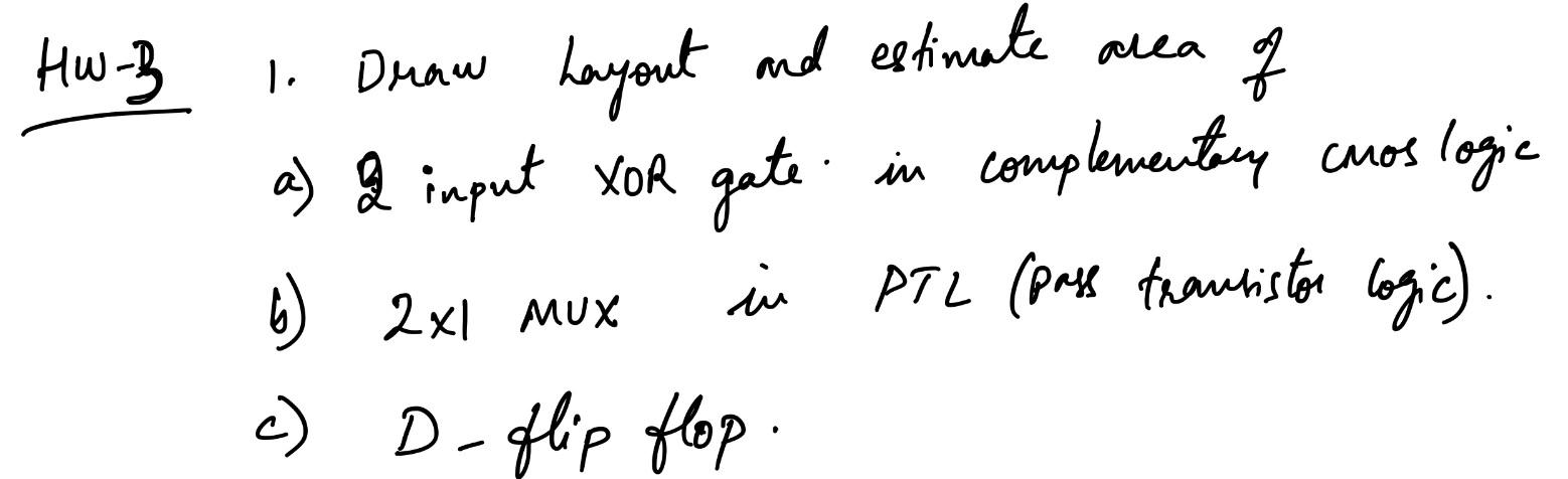Solved 1. Draw hayout and estimate alea of a) 2 input XOR | Chegg.com