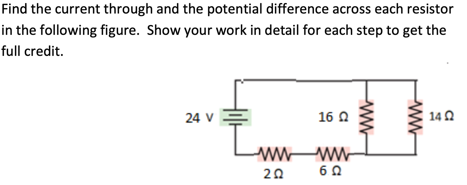 Solved Find the current through and the potential difference | Chegg.com