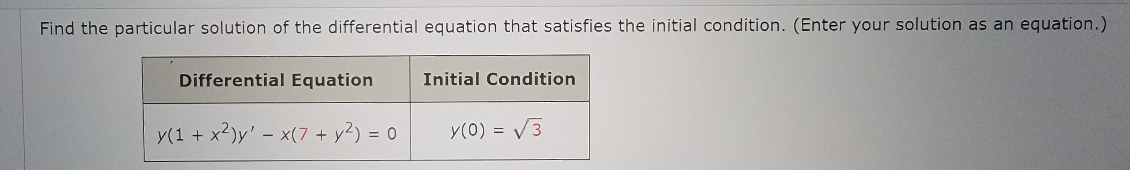Solved Find the particular solution of the differential | Chegg.com