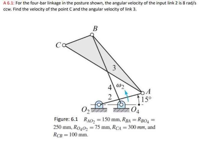 Solved A 6.1: For the four-bar linkage in the posture shown, | Chegg.com